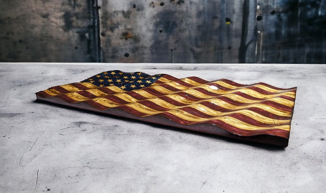 Large Wavy Wooden US Flag 2'x4'!!! - Etsy