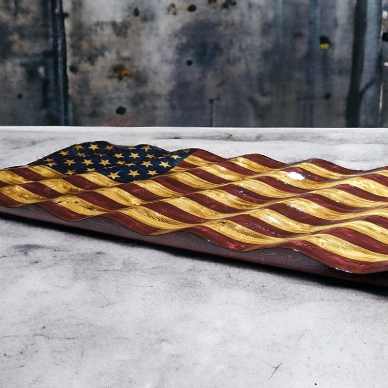 Wavy Wooden American Flag - Etsy