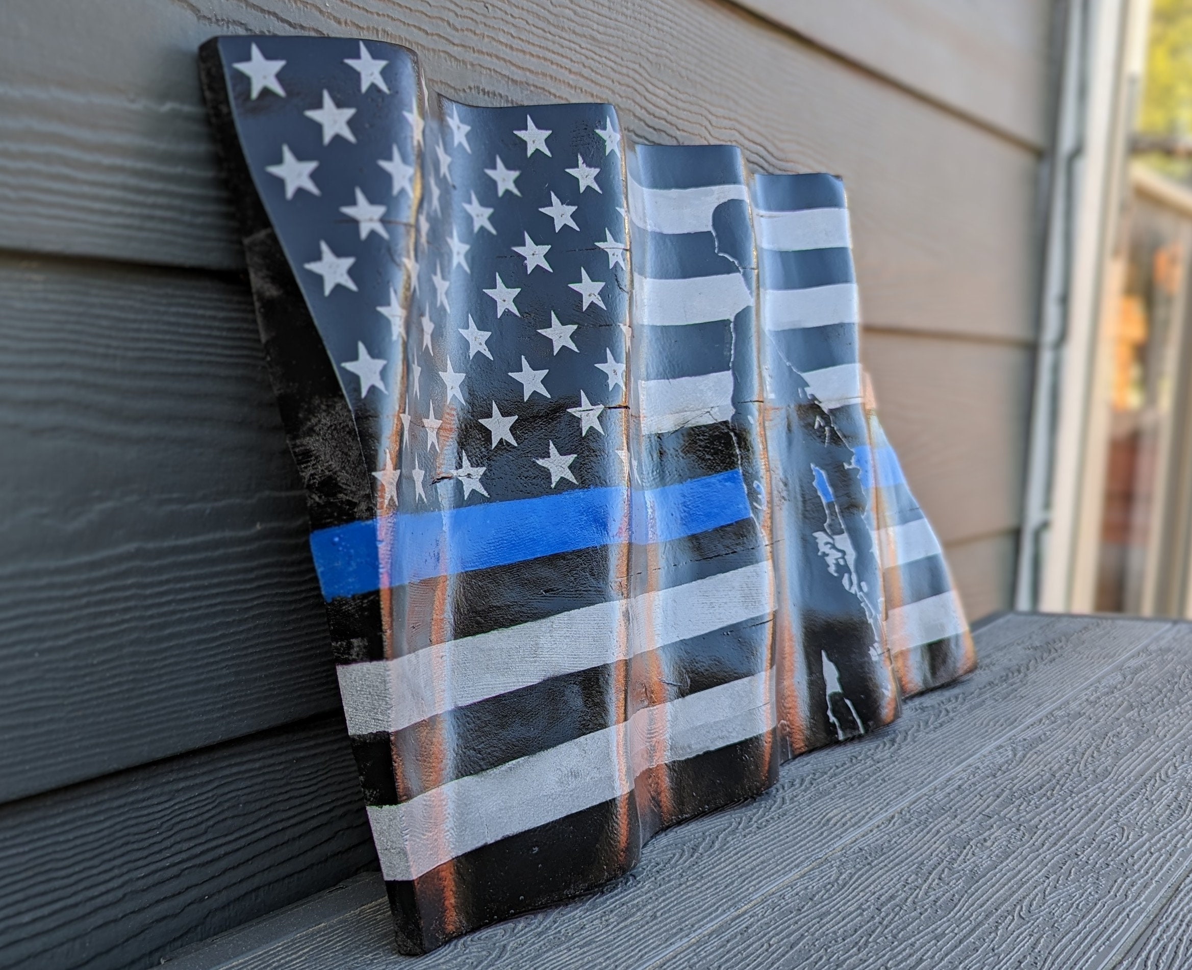 Wavy Wood Police Support Flag - Etsy