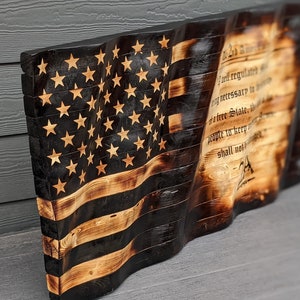 2nd Amendment Flag Wavy Wood Flag - Etsy