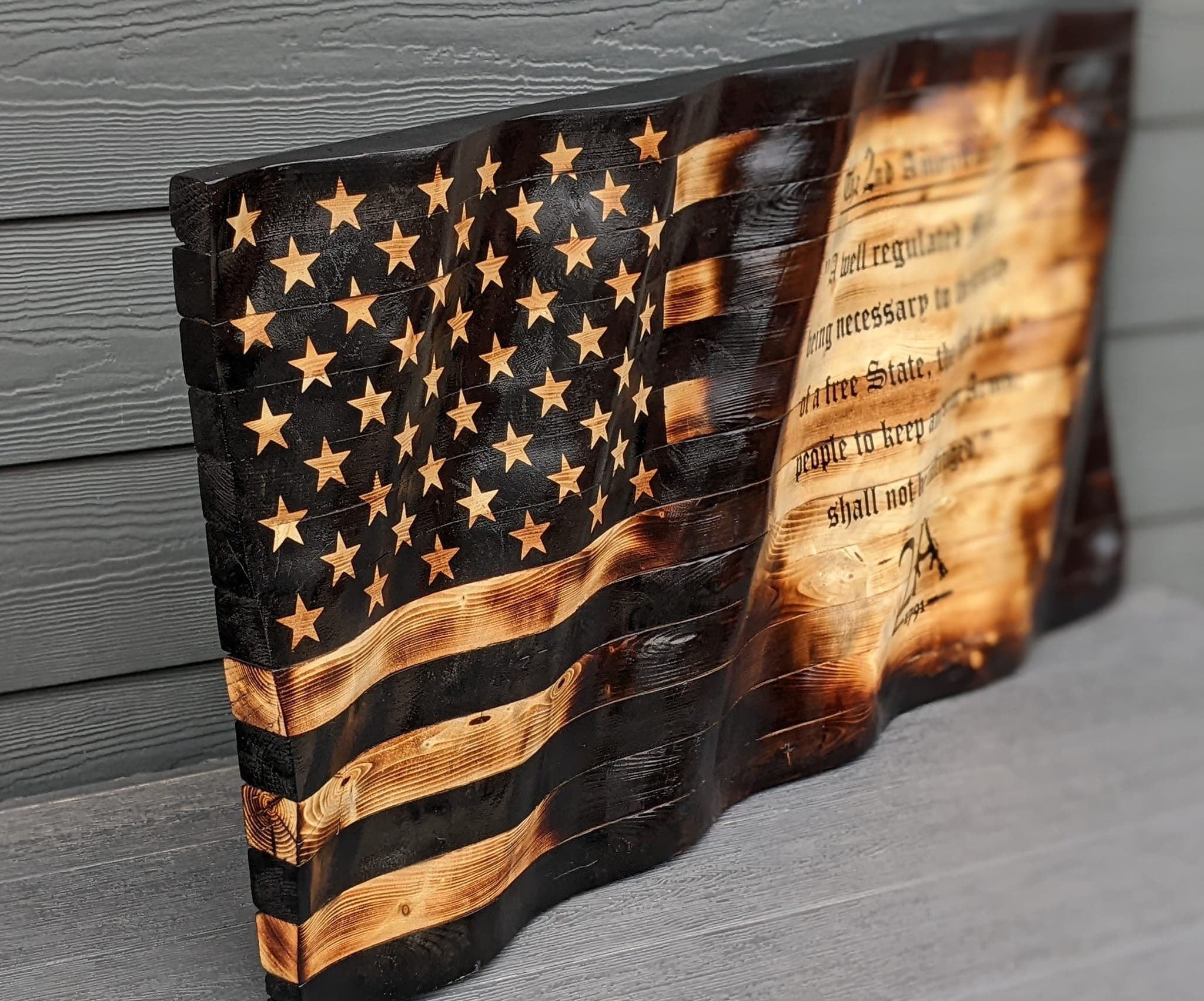 2nd Amendment Flag Wavy Wood Flag - Etsy