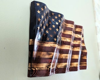 Wavy Wooden US Flag - Etsy