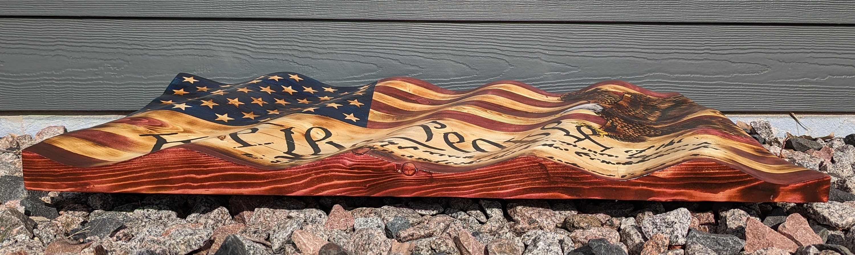 Wavy Wood We the People, Eagle Flag - Etsy
