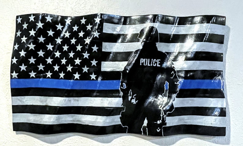 Wavy Wood Police Support Flag - Etsy