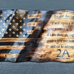 2nd Amendment Flag Wavy Wood Flag - Etsy