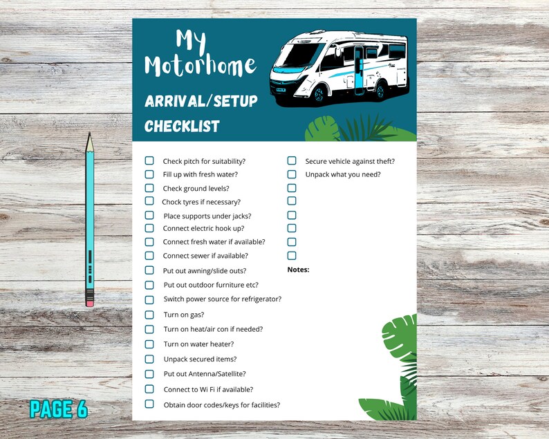 Motorhome Essential Checklists Bundle Pre-departure Accessories Trip ...