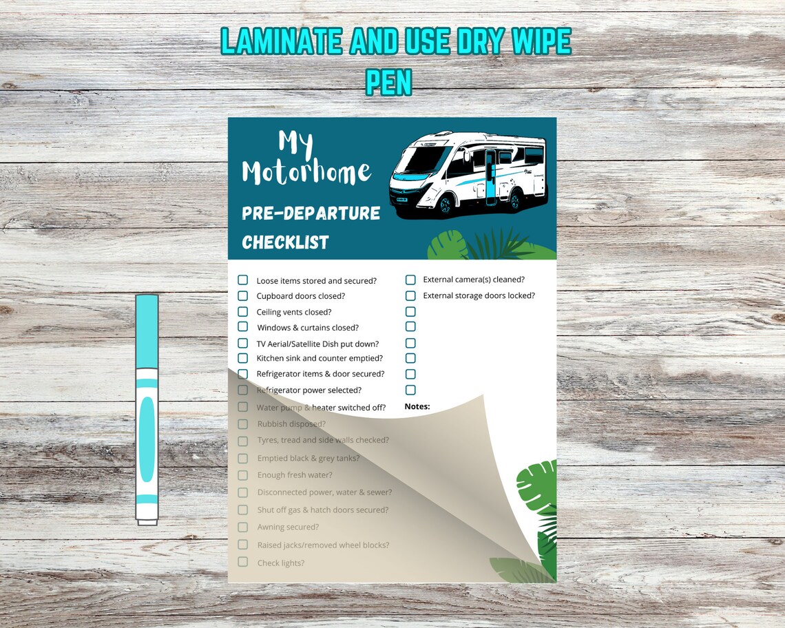 Motorhome Essential Checklists Bundle Pre-departure Accessories Trip ...