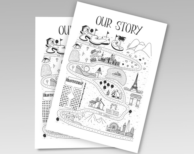 Custom Relationship Map, Map of Couples Relationship, Anniversary Gift ...