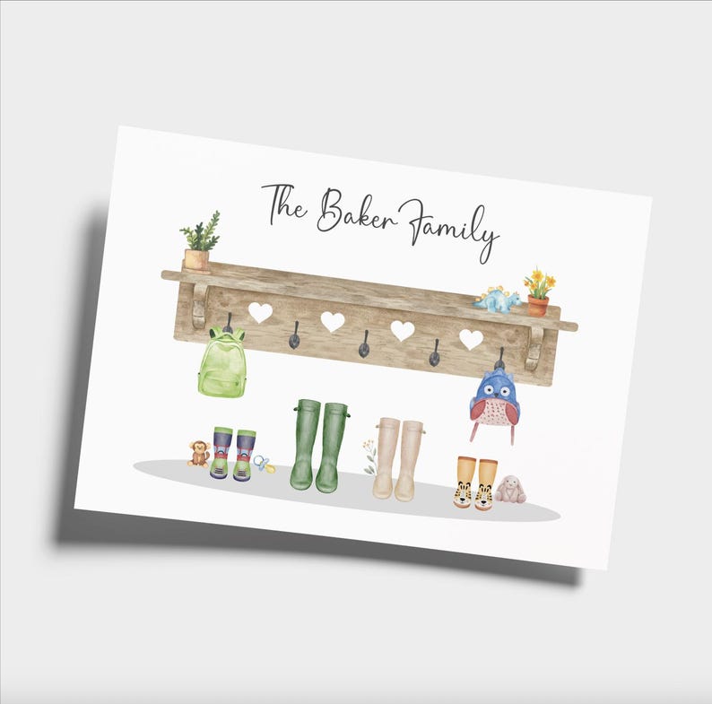 Personalised Family Welly Boot Print - Custom Family Illustration ...