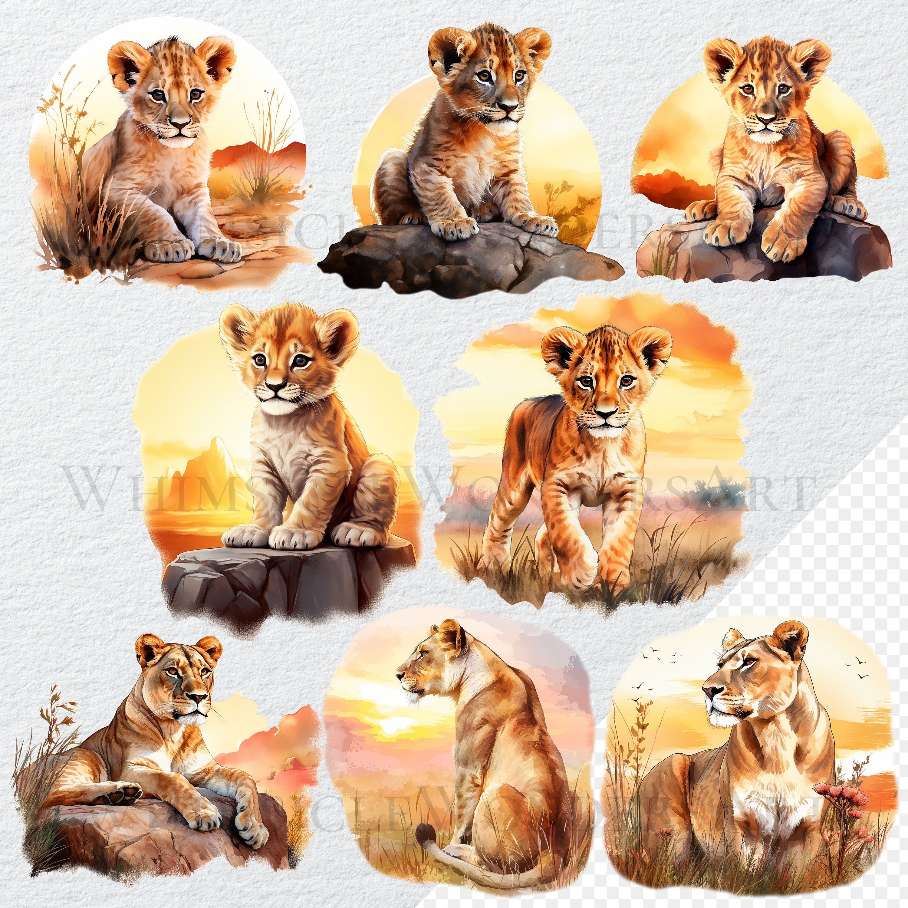 Watercolor Lion Clipart Bundle: 42 PNG Images (digital Download) - Etsy
