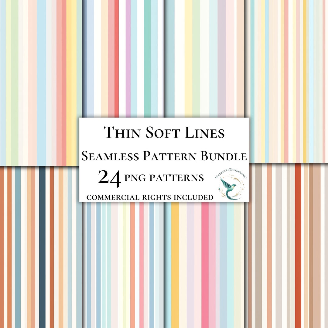 Thin Lines Seamless Pattern Bundle Digital Paper Digital Background ...