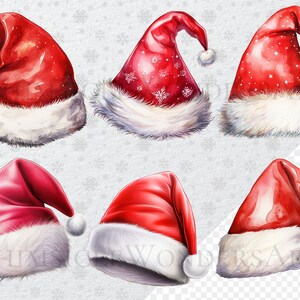 Watercolor Santa Hat Clipart Bundle High Quality PNG Digital Download ...