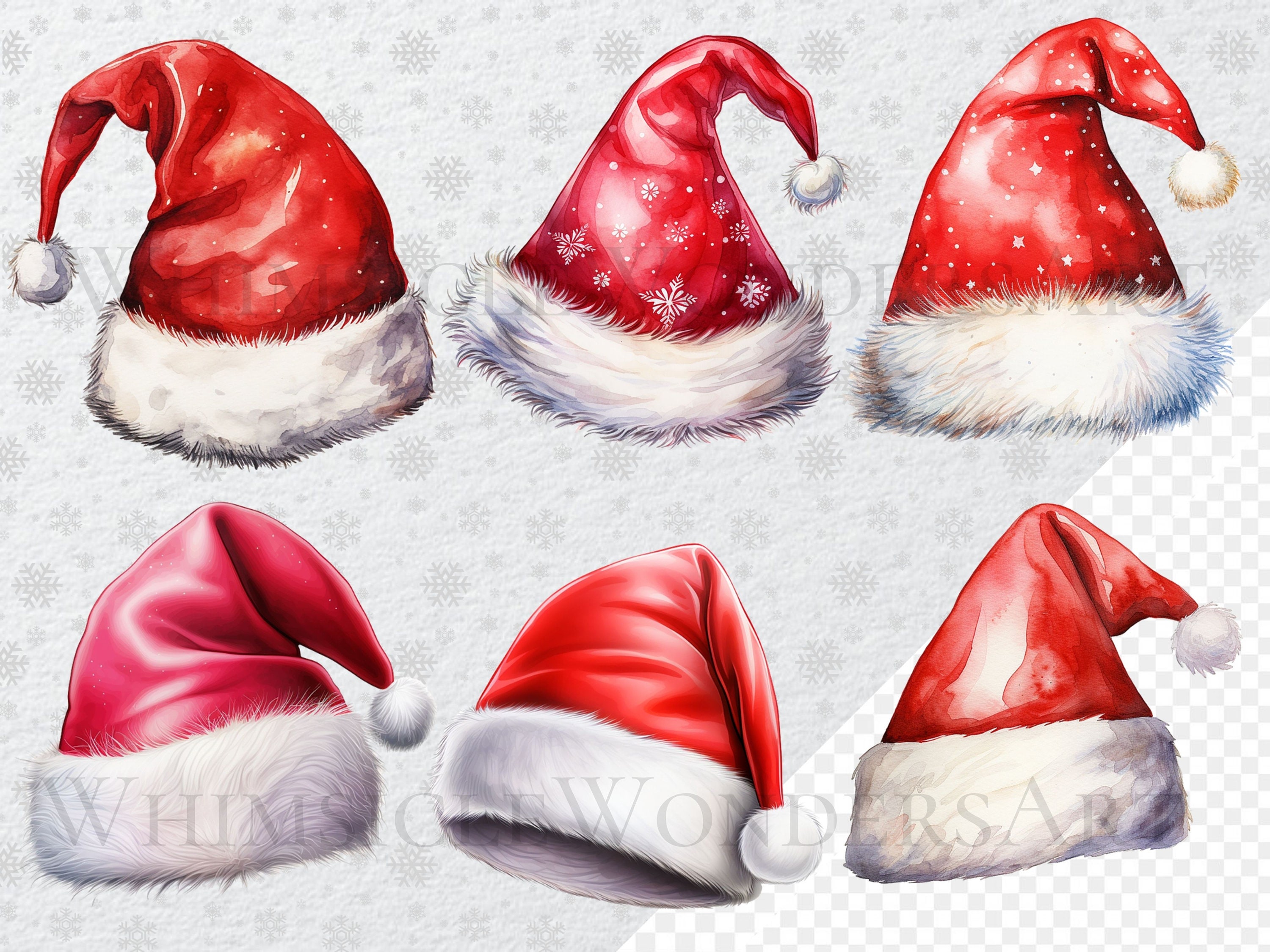 Watercolor Santa Hat Clipart Bundle High Quality PNG Digital Download ...