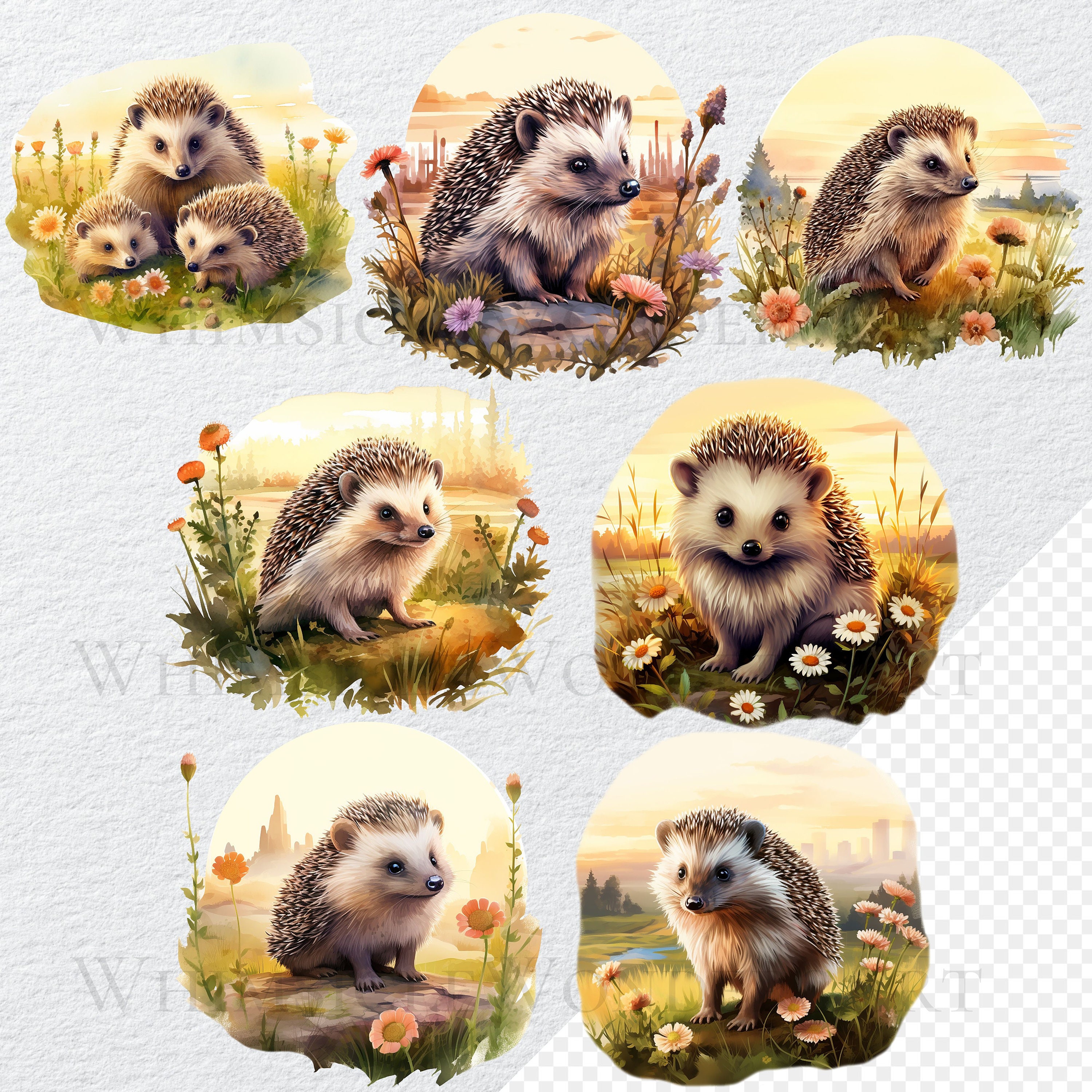 Watercolor Hedgehog Clipart Bundle High Quality PNG Digital Download ...