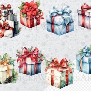 Watercolor Christmas Presents Clipart Bundle High Quality PNG Digital ...