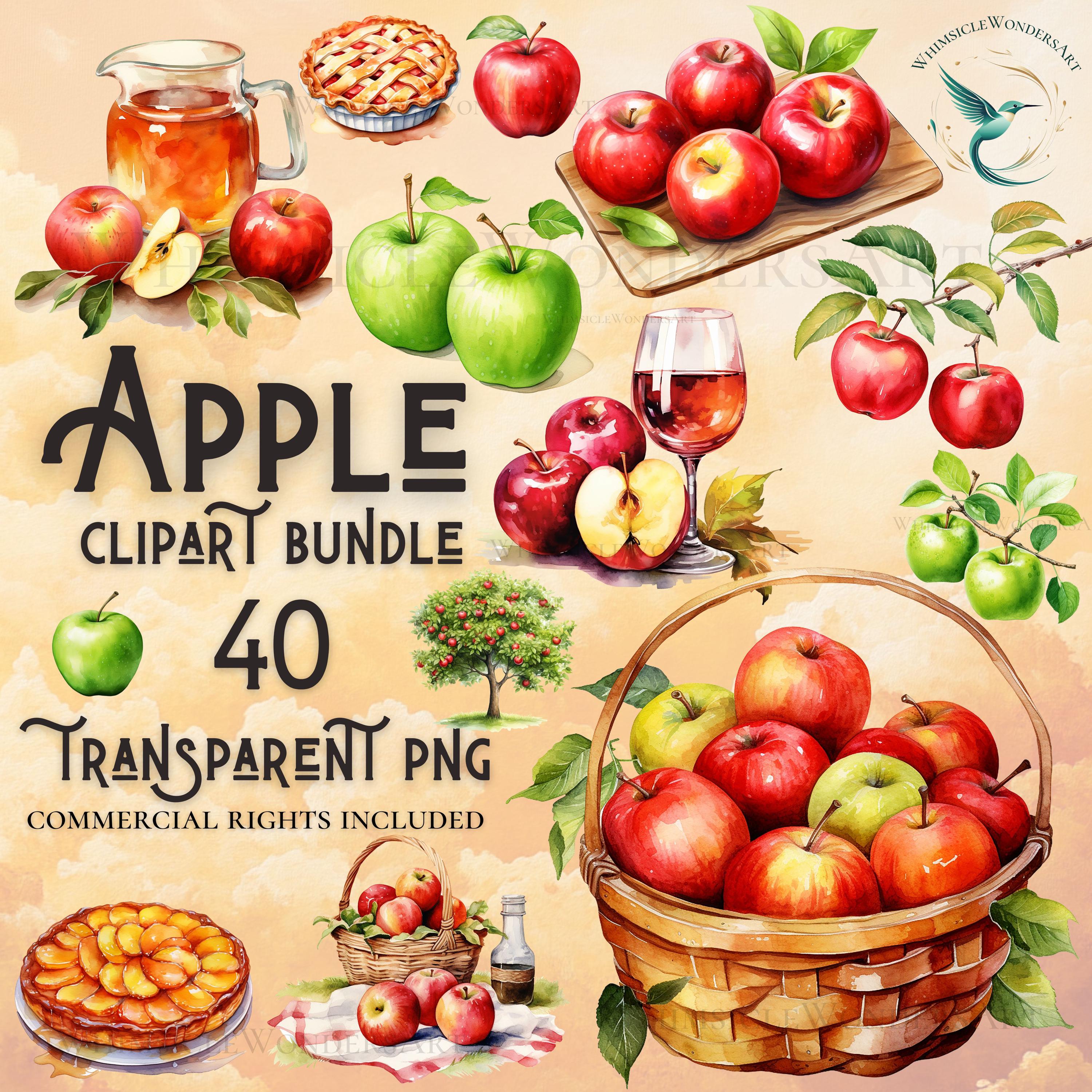 Watercolor Apple Clipart Bundle High Quality PNG Digital Download ...