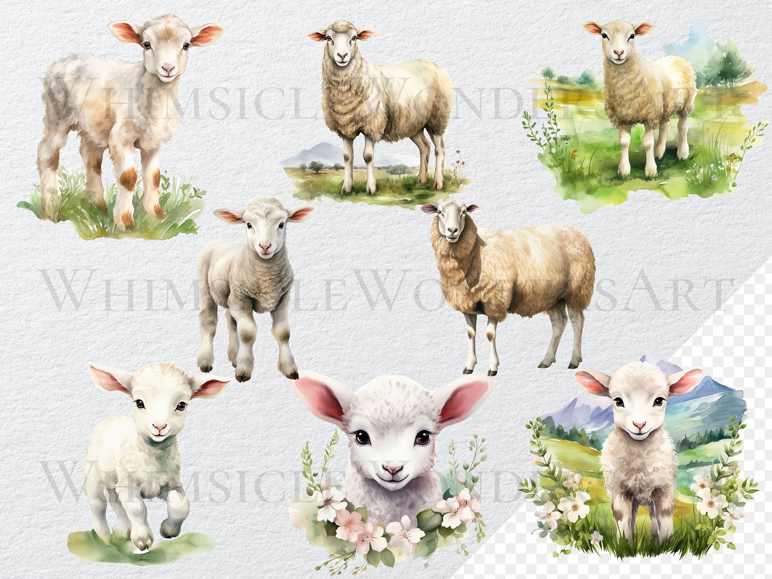 Watercolor Sheep Clipart Bundle 15 High Quality PNG Digital Download ...
