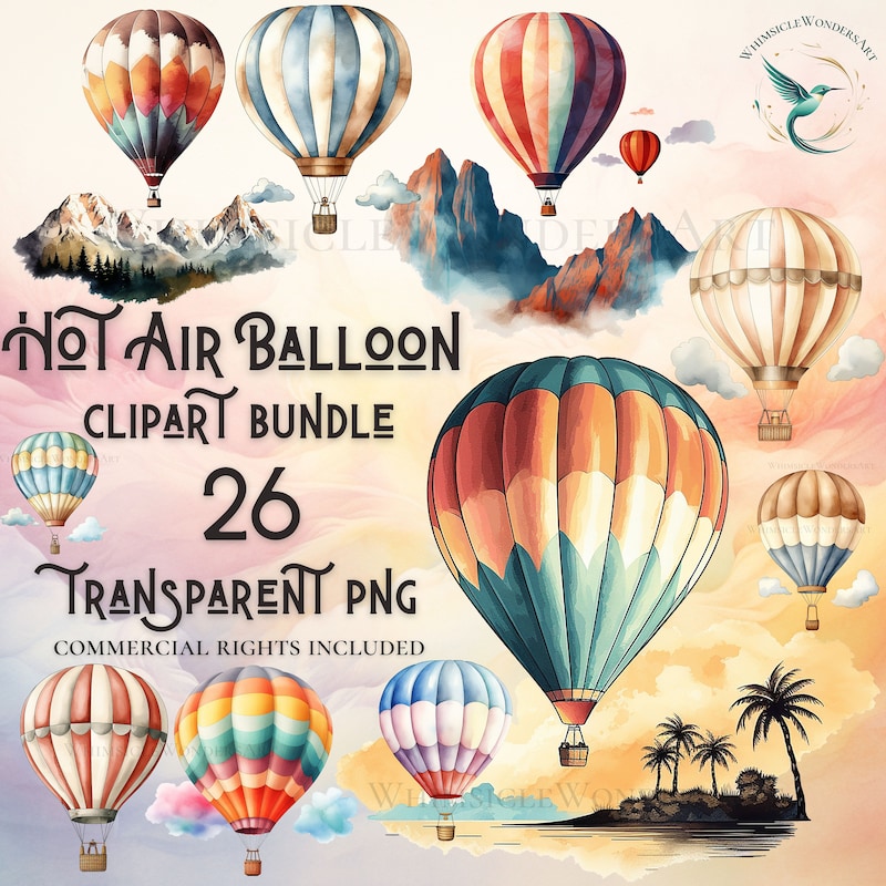 Hot Air Balloon Clipart - Etsy