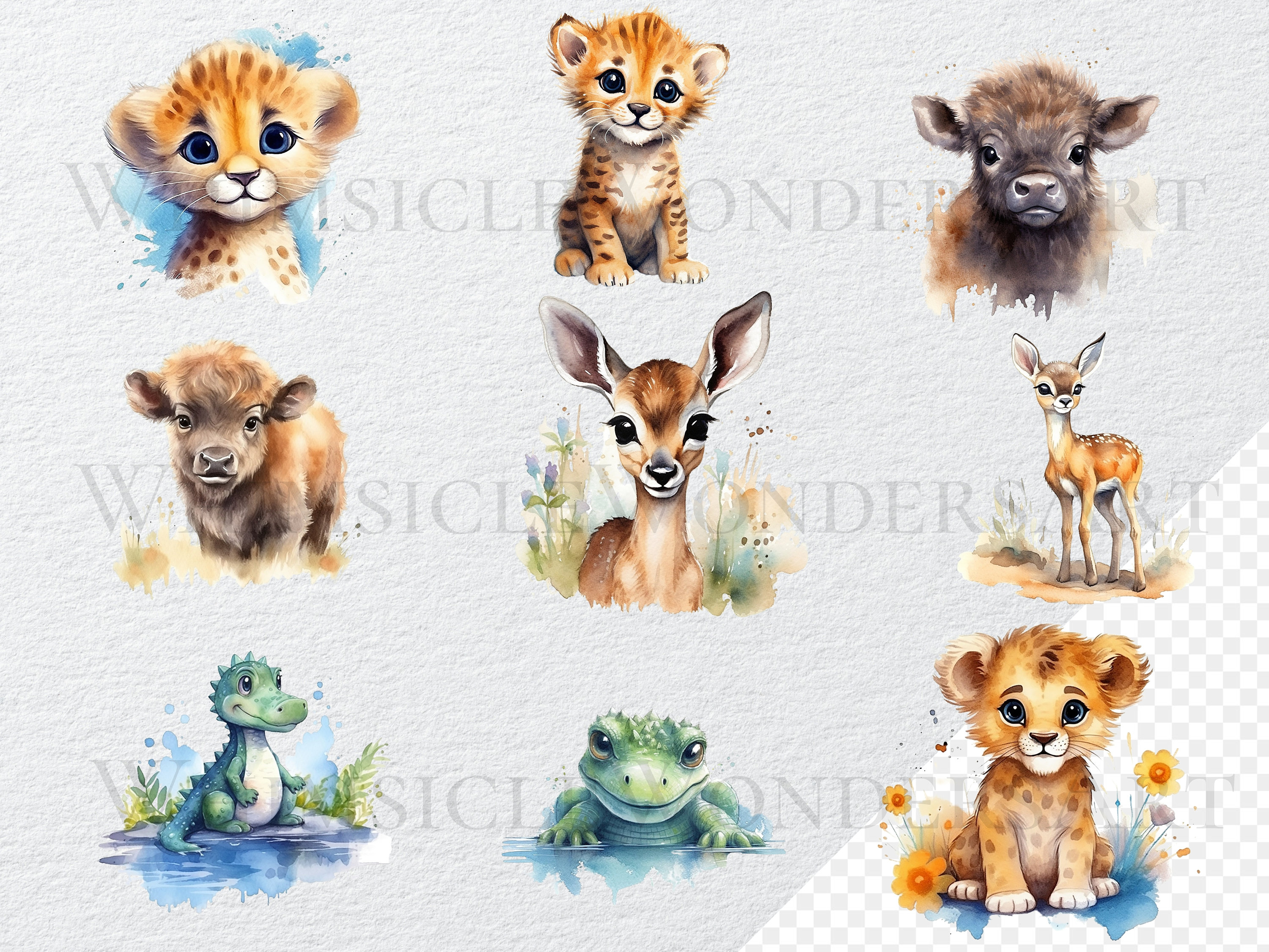 Savannah Animal Clipart Bundle, Baby Animals PNG (commercial Use) - Etsy
