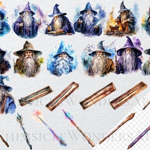 Watercolor Fantasy Wizard Clipart Bundle High Quality PNG Digital ...