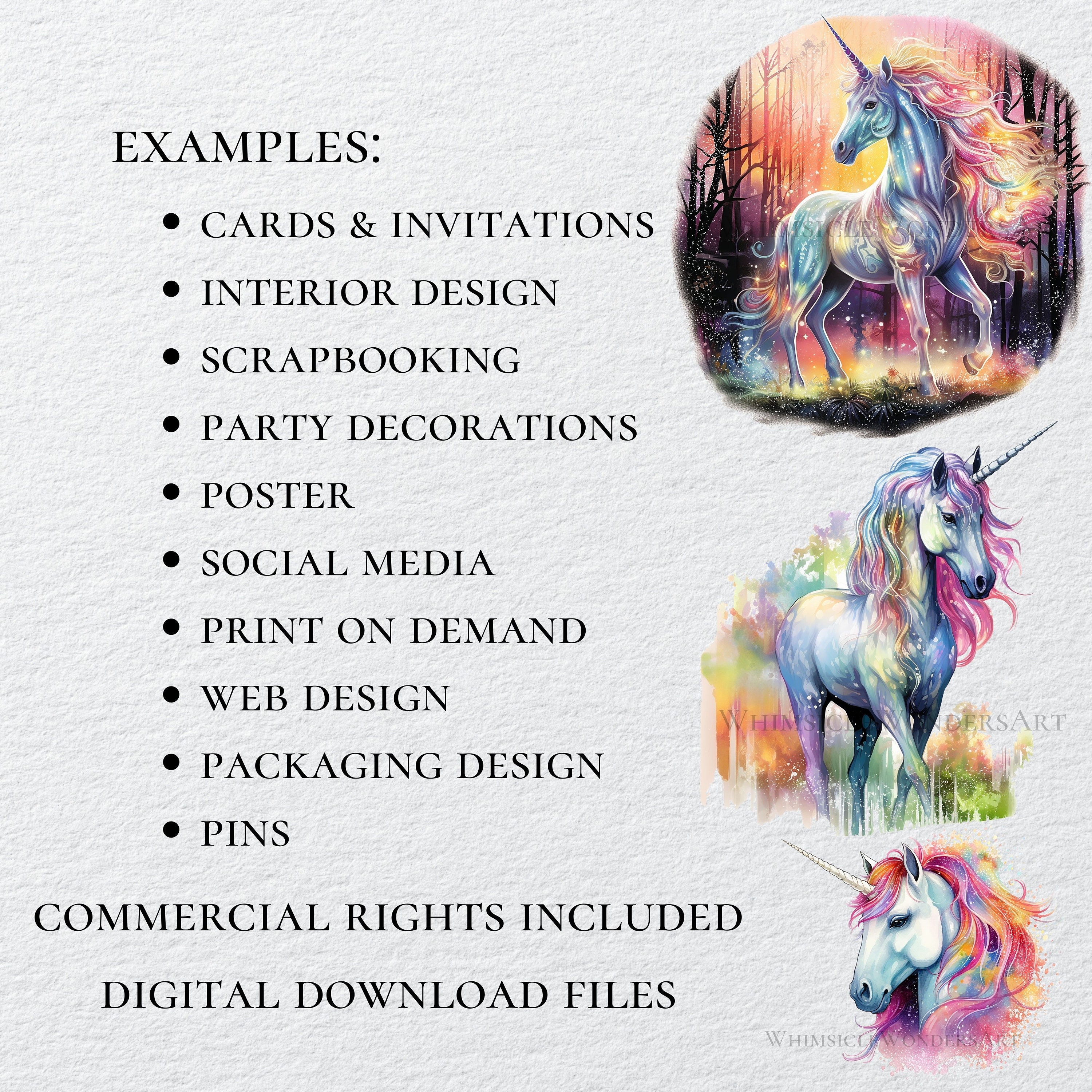 Watercolor Rainbow Unicorn Clipart Bundle High Quality PNG Digital ...