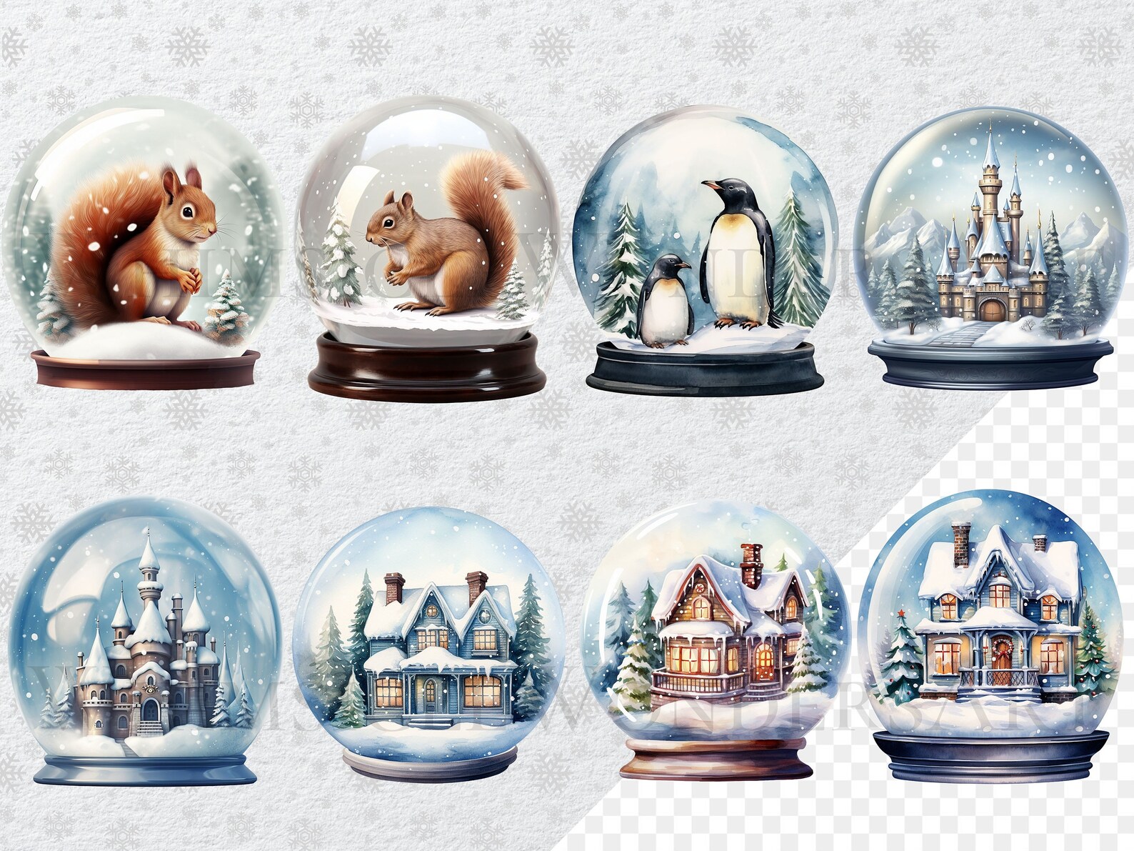 Watercolor Snow Globe Clipart Bundle High Quality PNG Digital Download ...