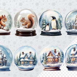 Watercolor Snow Globe Clipart Bundle High Quality PNG Digital Download ...