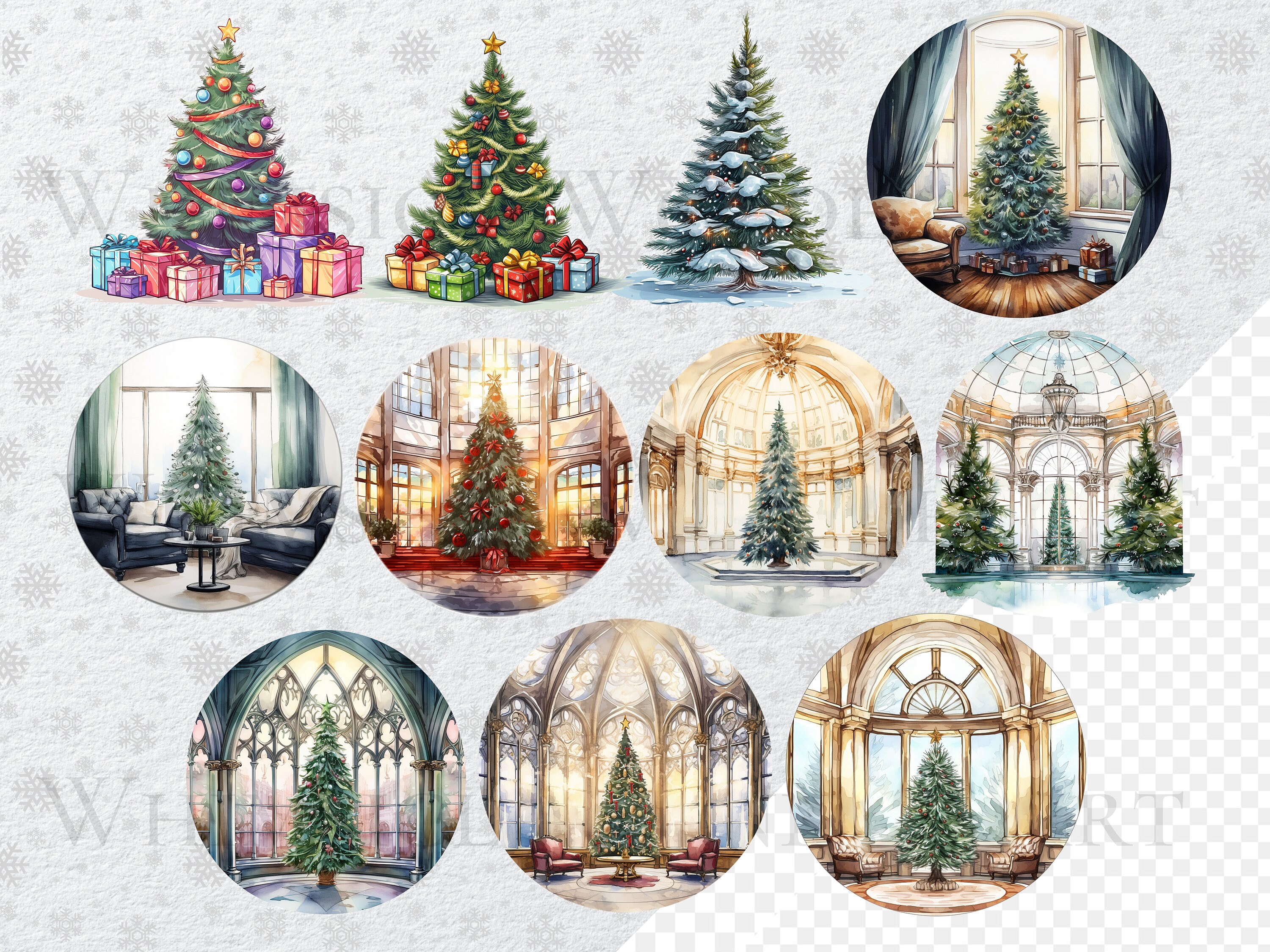 Watercolor Christmas Tree Clipart Bundle (PNG, Digital Download) - Etsy