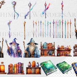 Watercolor Fantasy Wizard Clipart Bundle High Quality PNG Digital ...