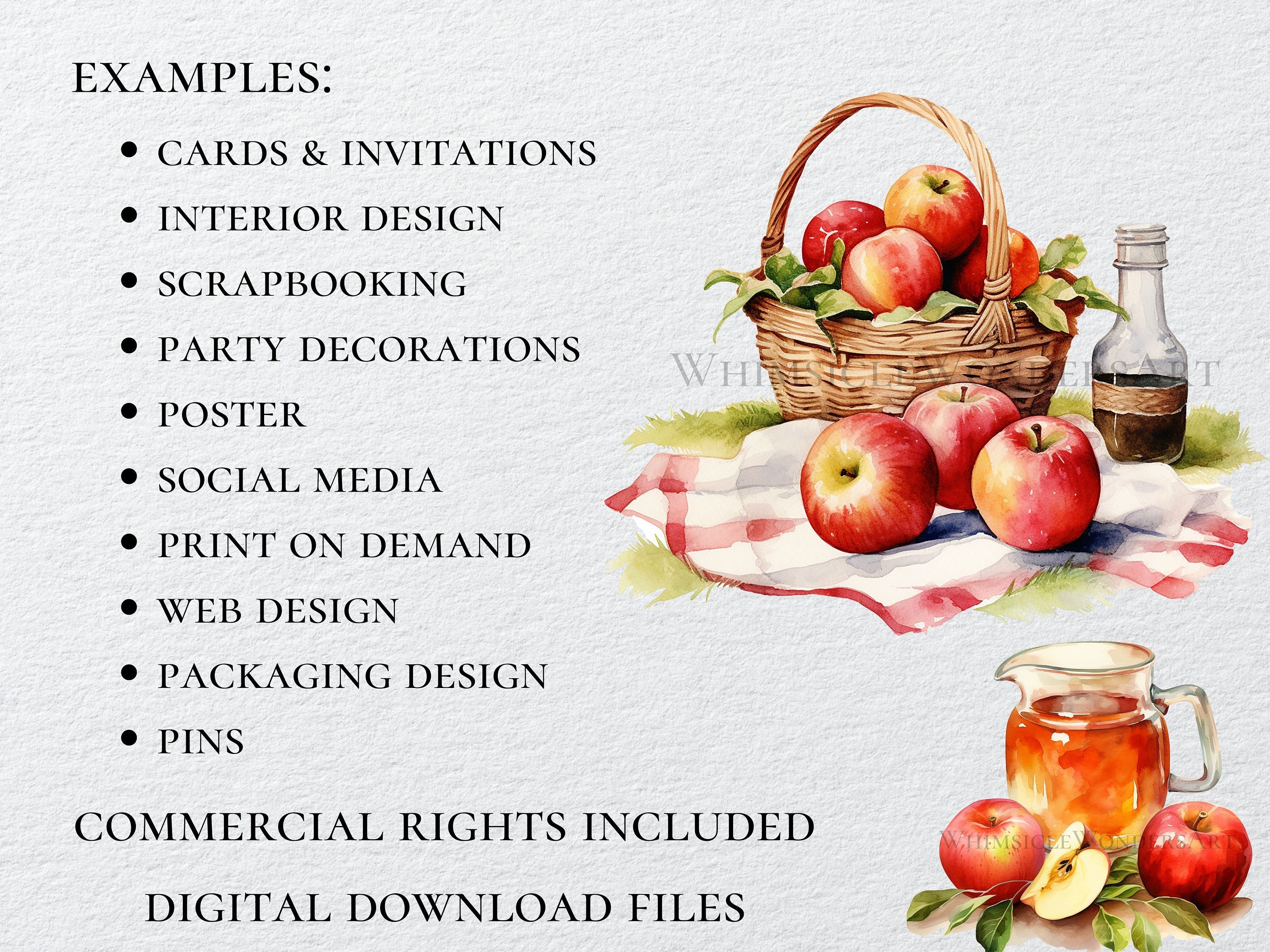 Watercolor Apple Clipart Bundle High Quality PNG Digital Download ...