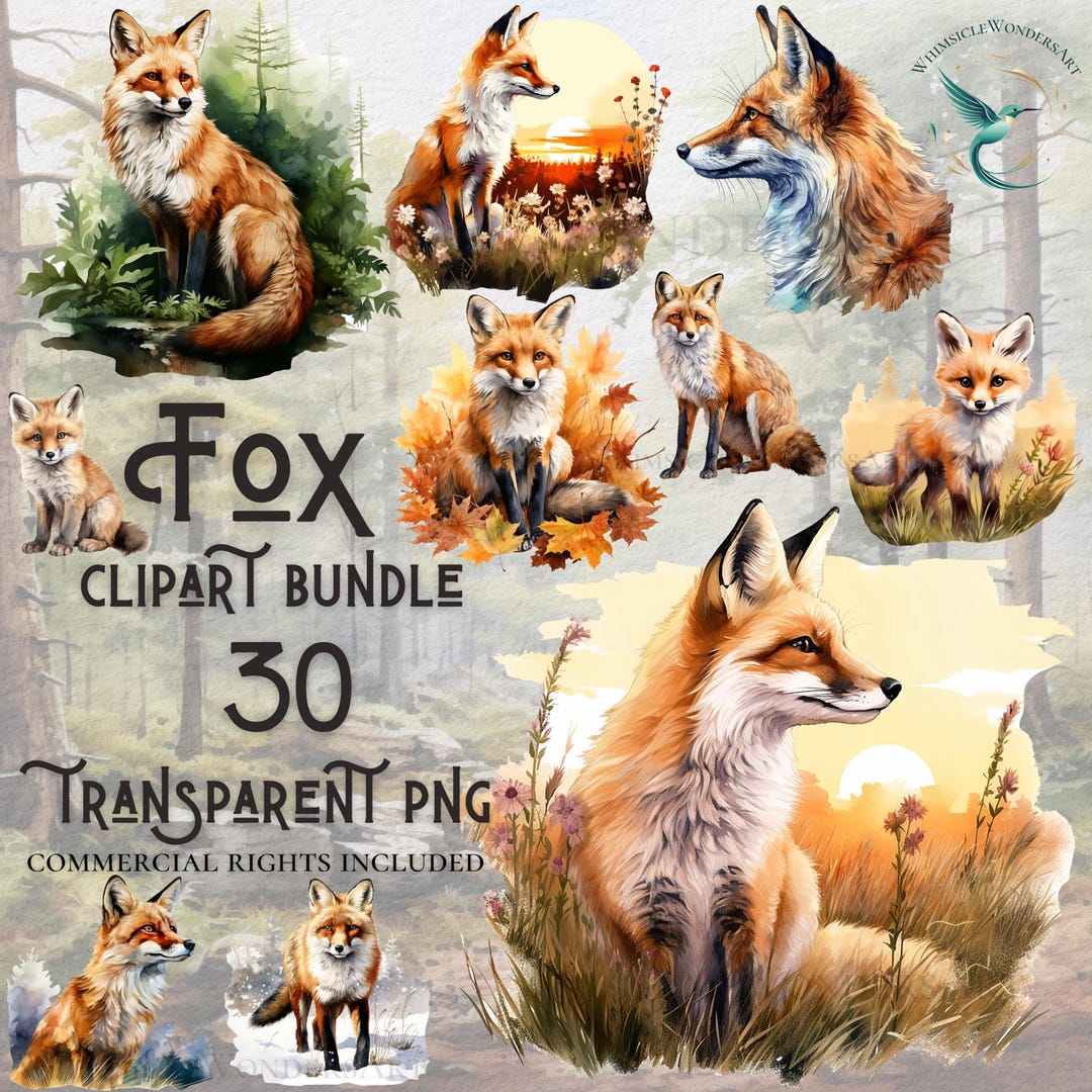 Watercolor Fox Clipart Bundle, High Quality PNG (digital Download) - Etsy