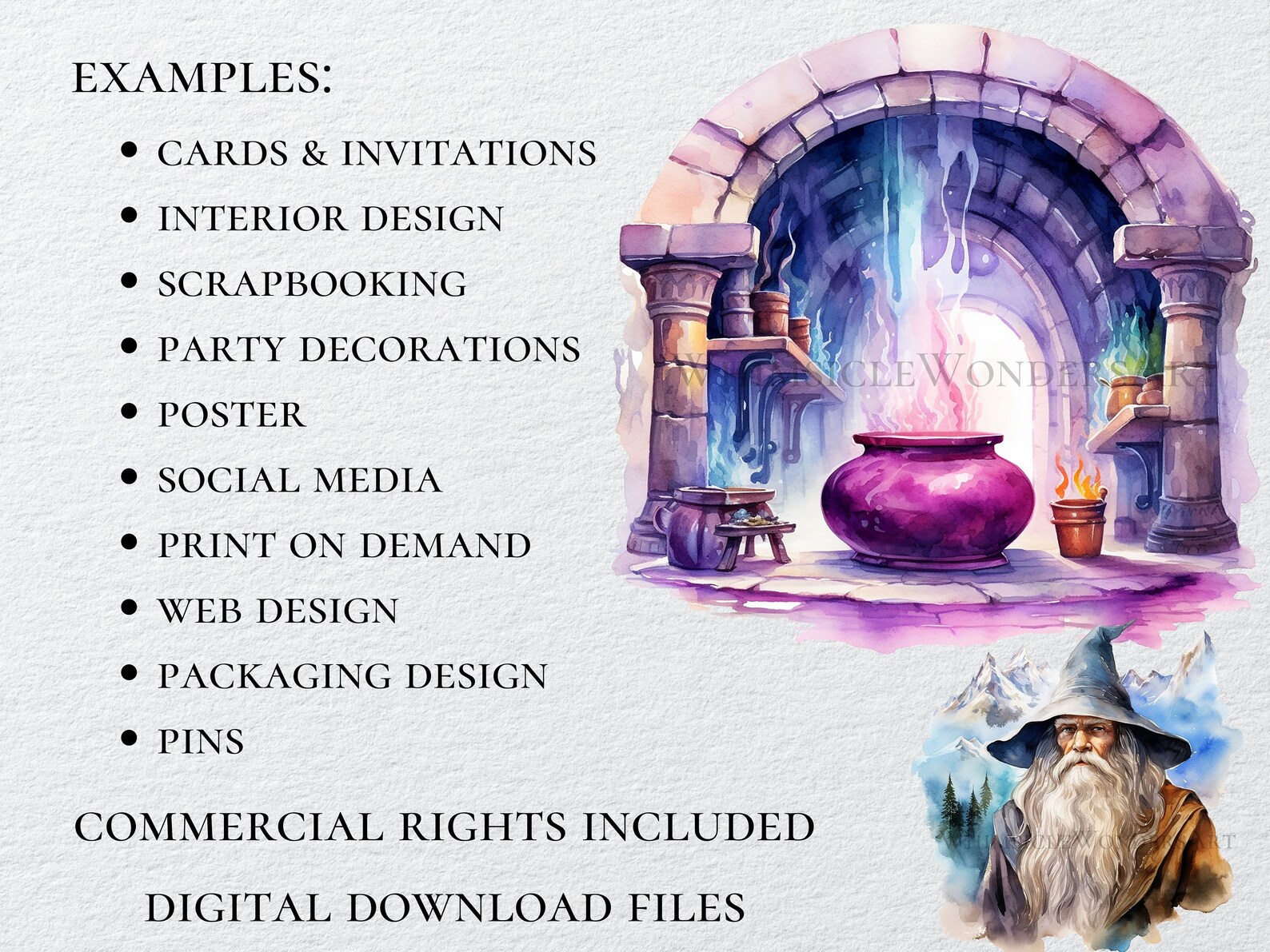 Watercolor Fantasy Wizard Clipart Bundle (148 Pngs) - Commercial Use - Etsy