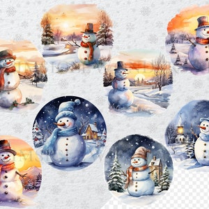 Watercolor Snowman Clipart Bundle High Quality PNG Digital Download ...