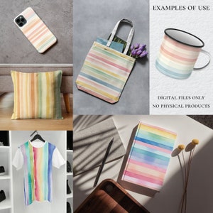 Watercolor Stripes Seamless Pattern Bundle Digital Paper Digital ...