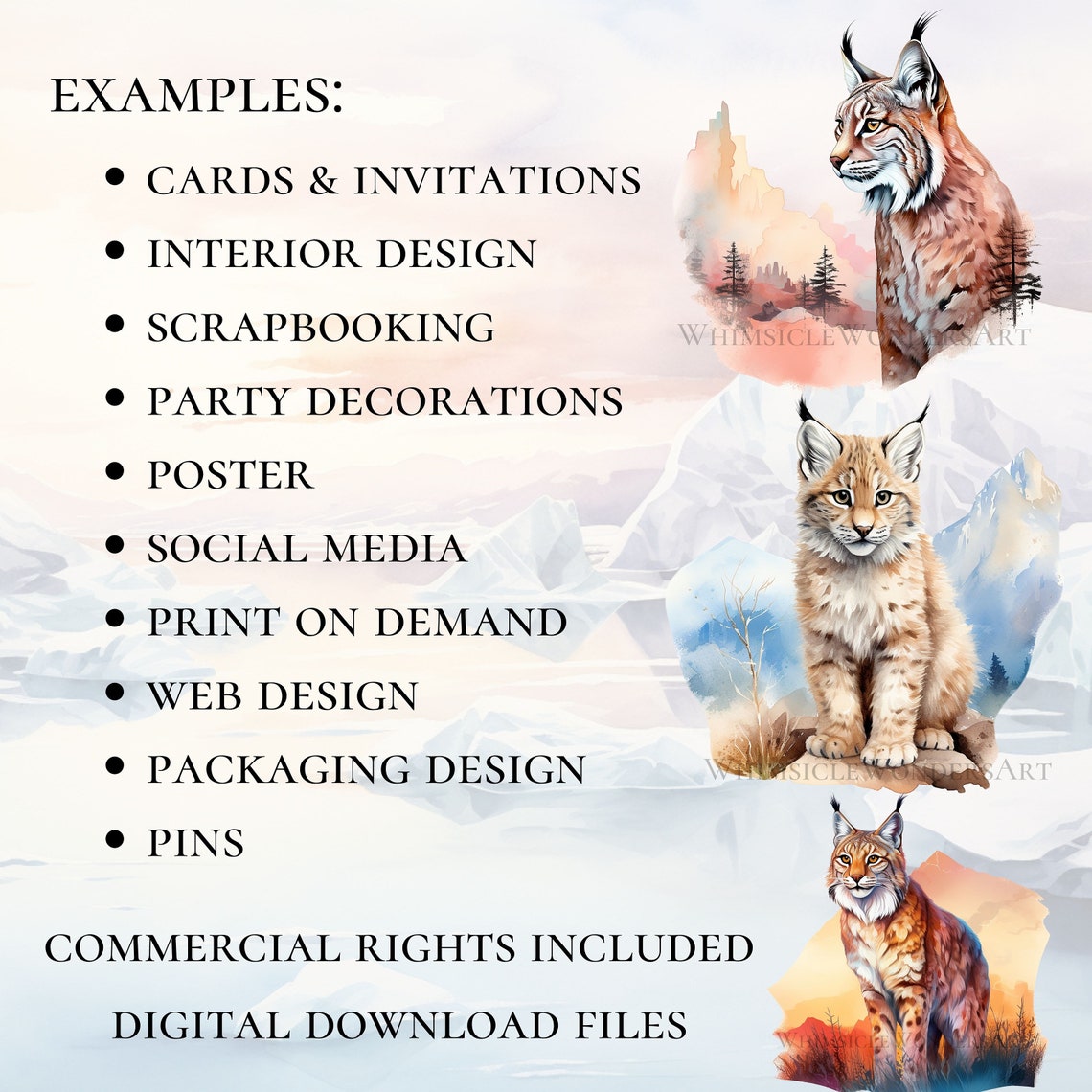Watercolor Lynx Clipart Bundle, Transparent PNG (digital Download) - Etsy