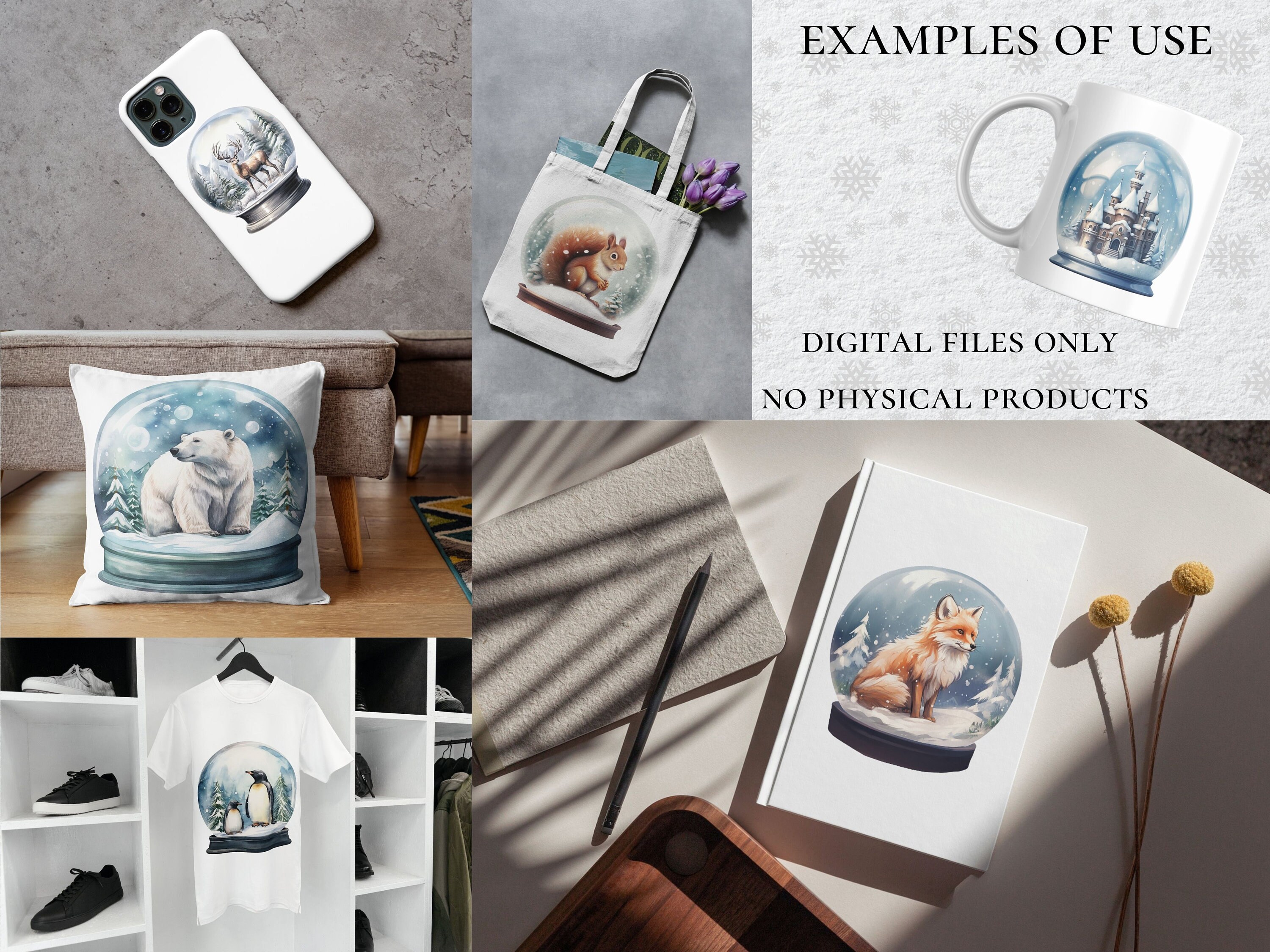 Watercolor Snow Globe Clipart Bundle High Quality PNG Digital Download ...