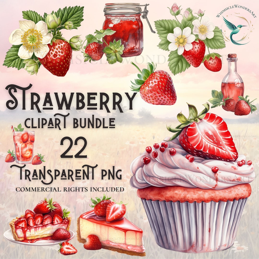 Strawberry Clipart Bundle 22 High Quality PNG Digital Download ...