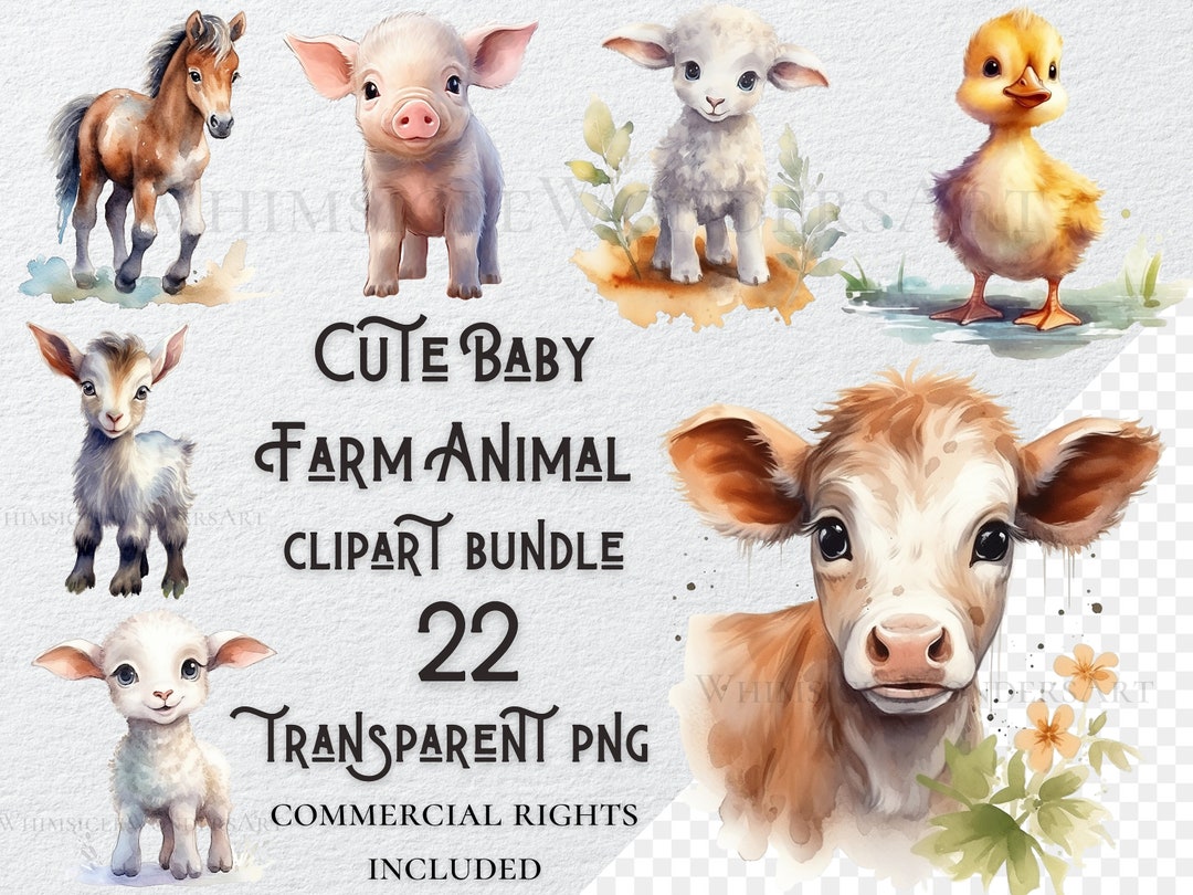 Farm Animals Clipart Bundle 22 High Quality PNG Digital Download ...