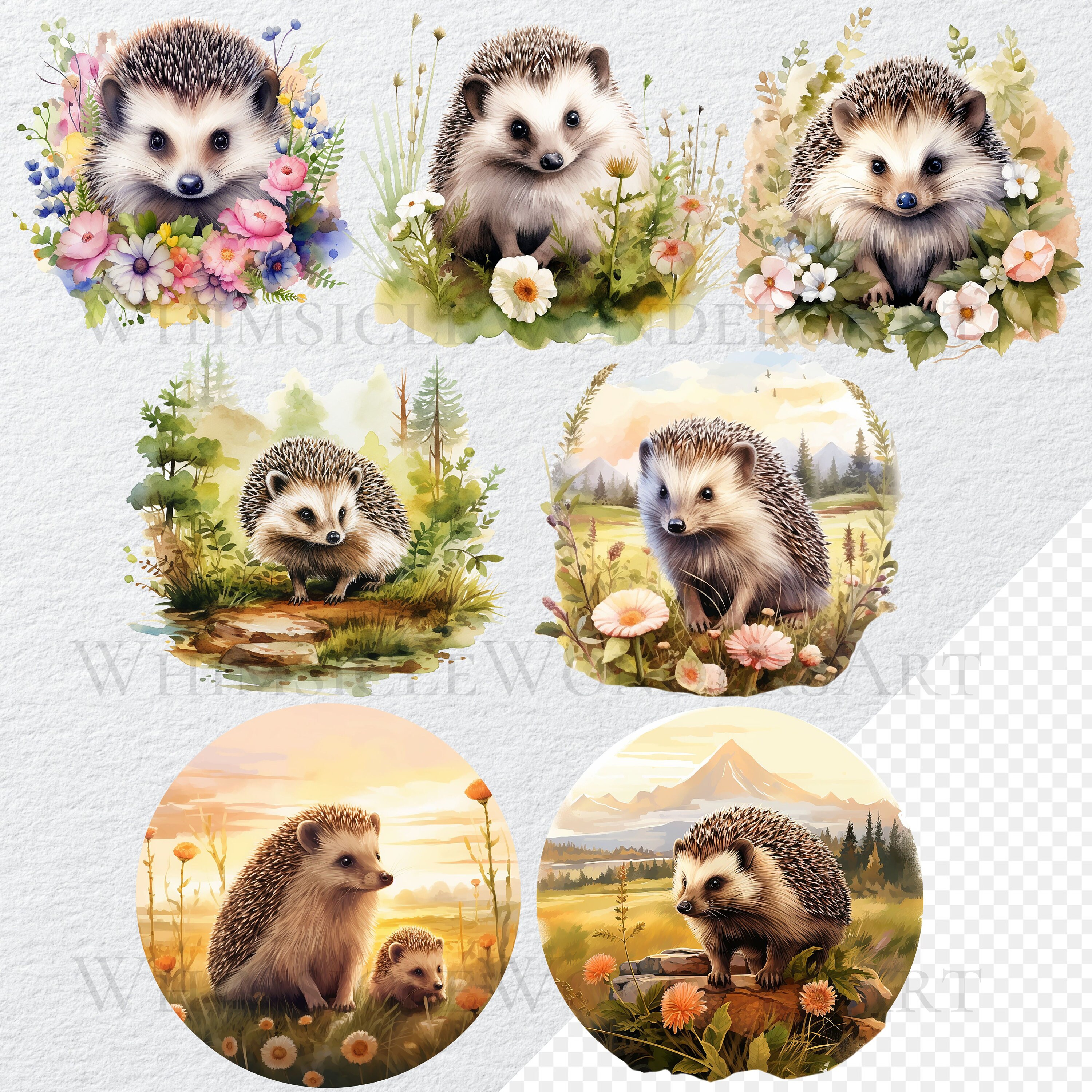 Watercolor Hedgehog Clipart Bundle High Quality PNG Digital Download ...