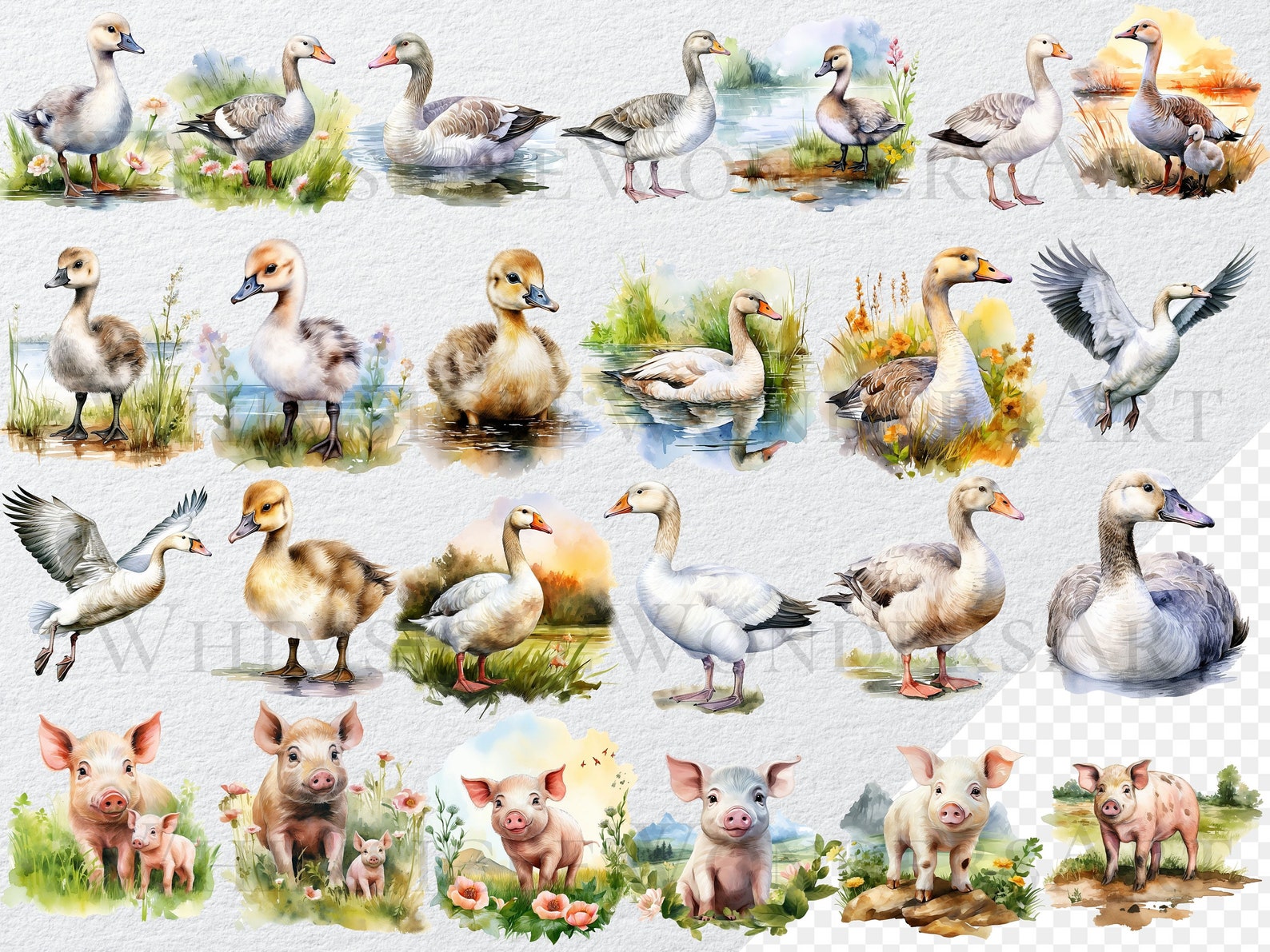 Watercolor Farm Animals Clipart Mega Bundle High Quality PNG - Etsy