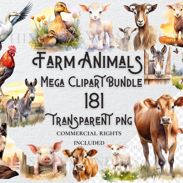 Farm Animal Clipart - Etsy