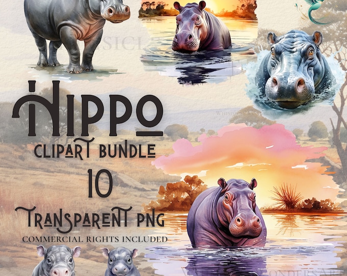 Happy Hippos, Hippopotamus, Hippo Clipart, Hippo PNG, Baby Clipart ...