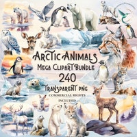 Arctic Animals Watercolor Clipart | Polar Animals Clipart | Winter ...
