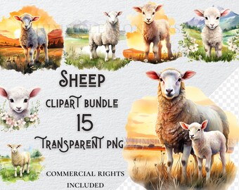 Watercolor Baby Lamb Clipart High Quality Png Cute Adorable - Etsy
