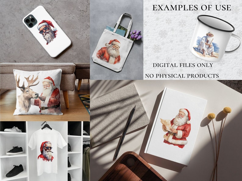 Watercolor Santa Claus Clipart Bundle, Transparent PNG (digital ...
