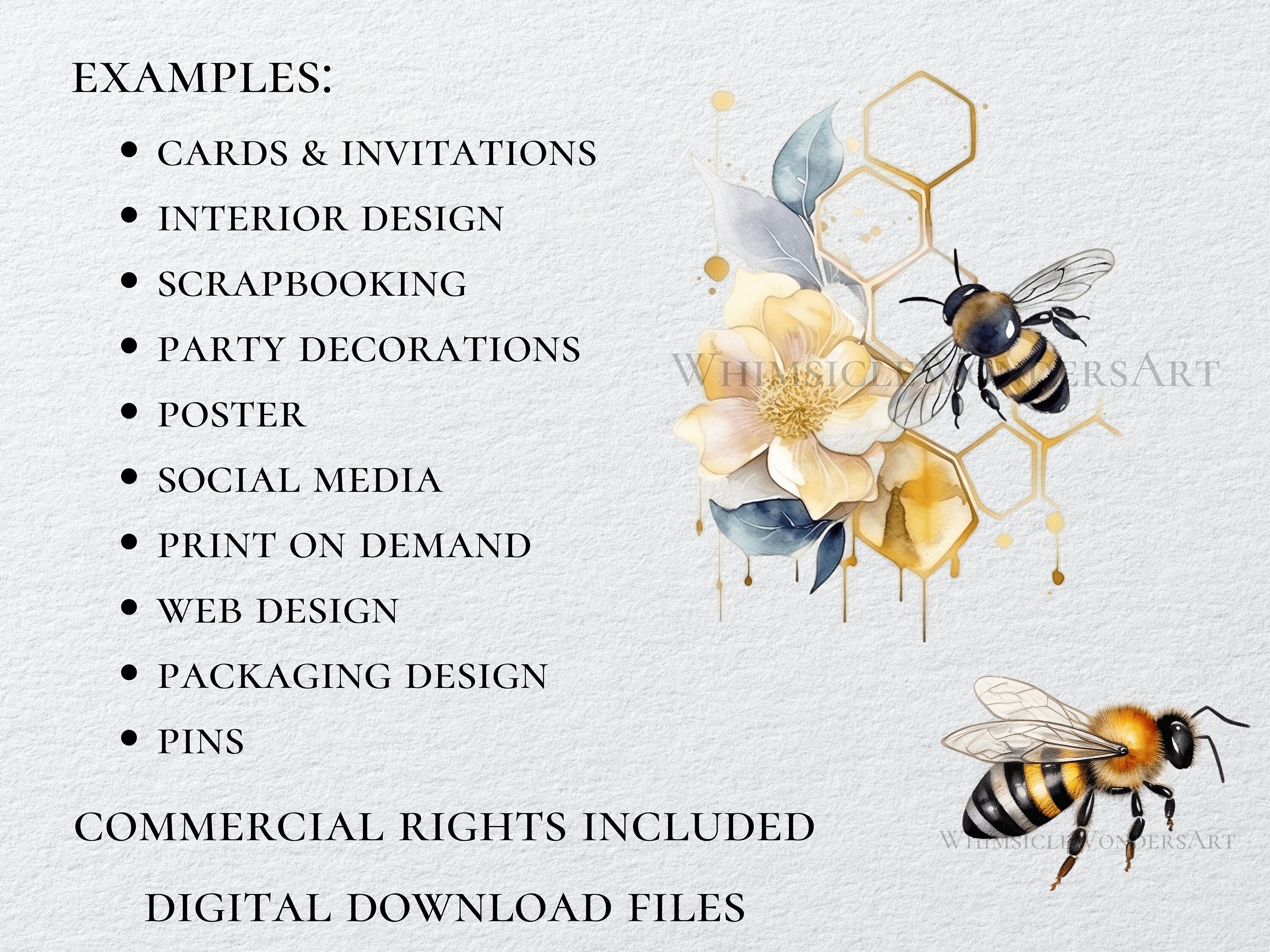 Watercolor Honey Bee Clipart Bundle High Quality PNG Digital Download ...