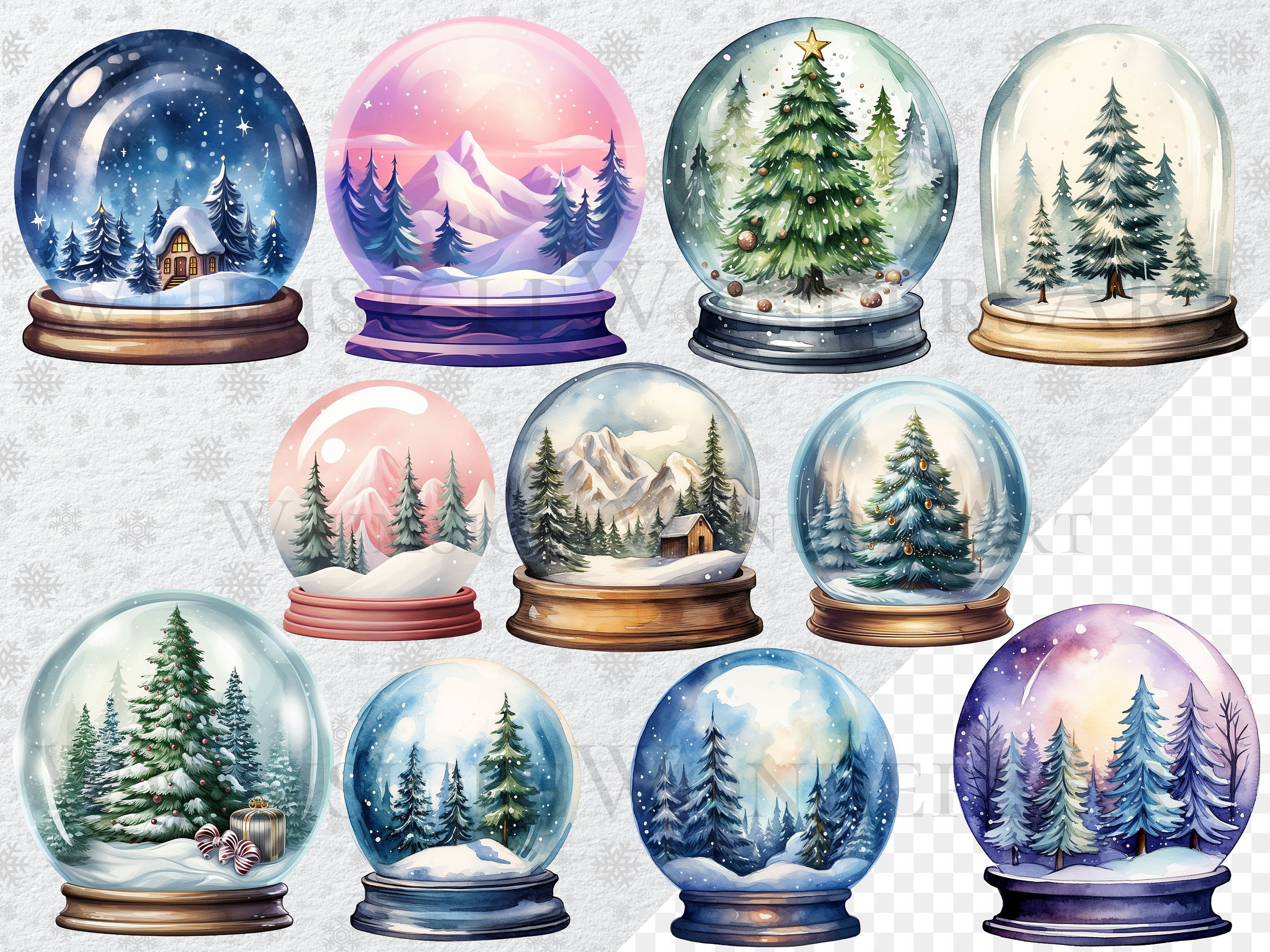 Watercolor Snow Globe Clipart Bundle High Quality PNG Digital Download ...