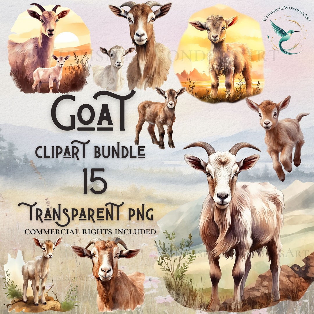 Watercolor Goat Clipart Bundle 15 High Quality PNG Digital Download ...