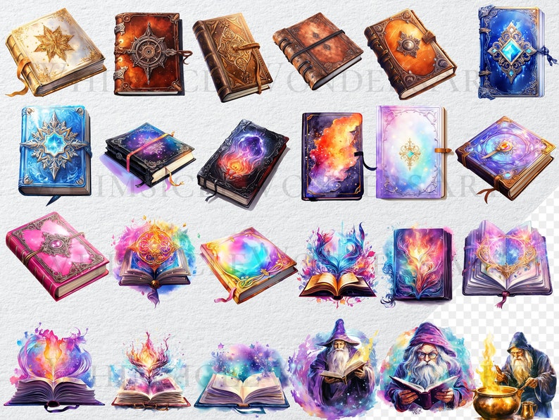 Watercolor Fantasy Wizard Clipart Bundle High Quality PNG Digital ...