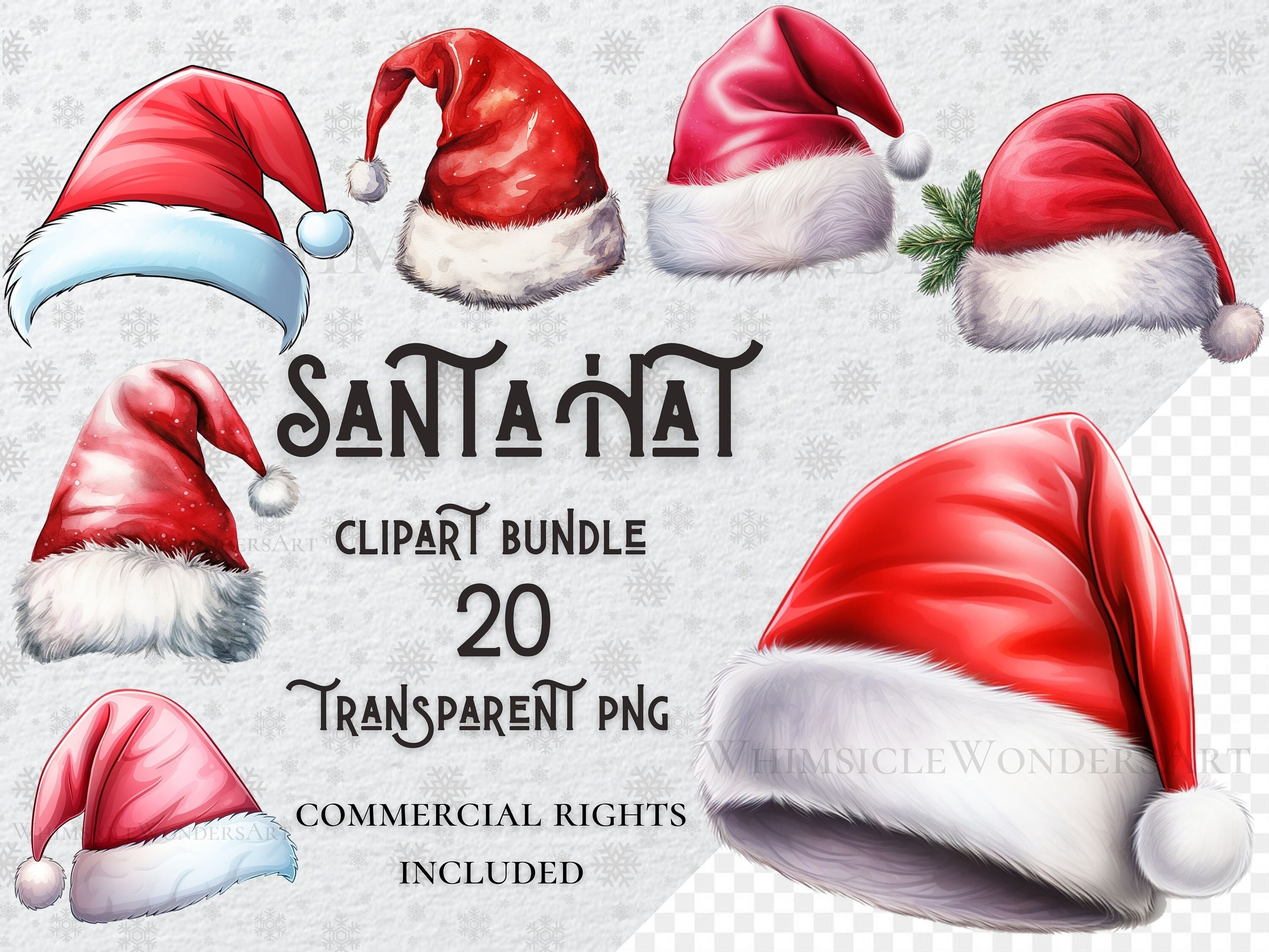 Watercolor Santa Hat Clipart Bundle High Quality PNG Digital Download ...